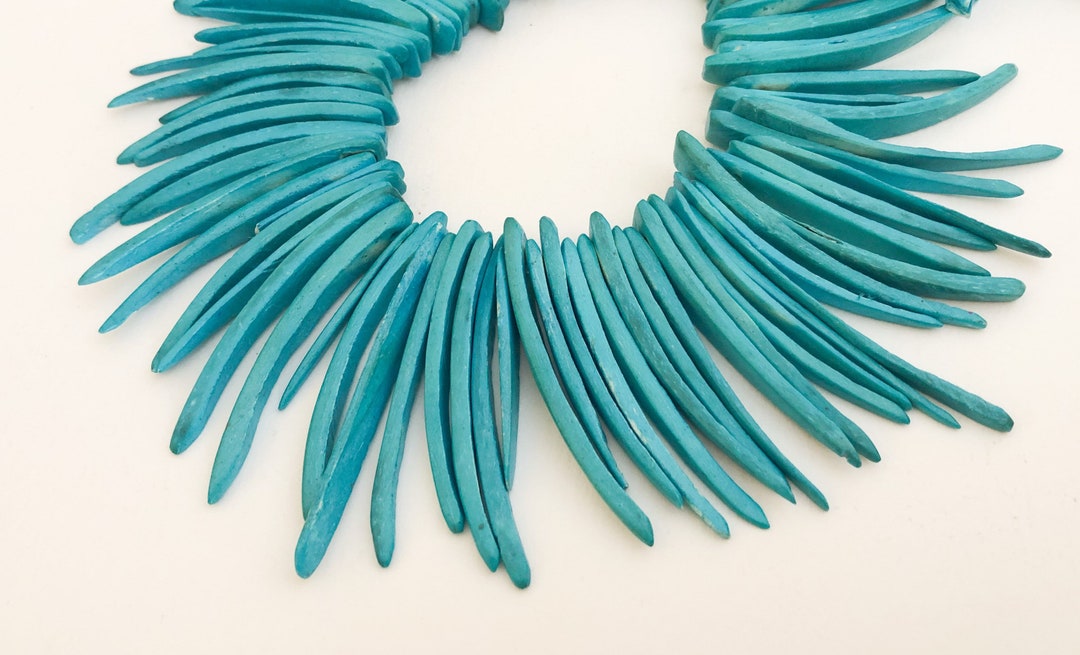 30 Coco Sticks, Coconut Shell Spike Sticks Beads, Focal Beads Turquoise ...