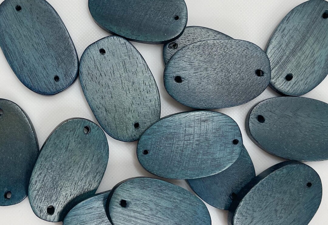 Navy Blue Wood Connectors: Oval Disc Charms (10 Pc) - Etsy