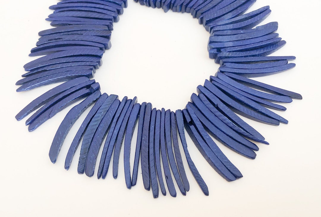 Royal Blue Coconut Shell Stick Beads: 1.5 Inch Focal Beads (30 Pcs) - Etsy
