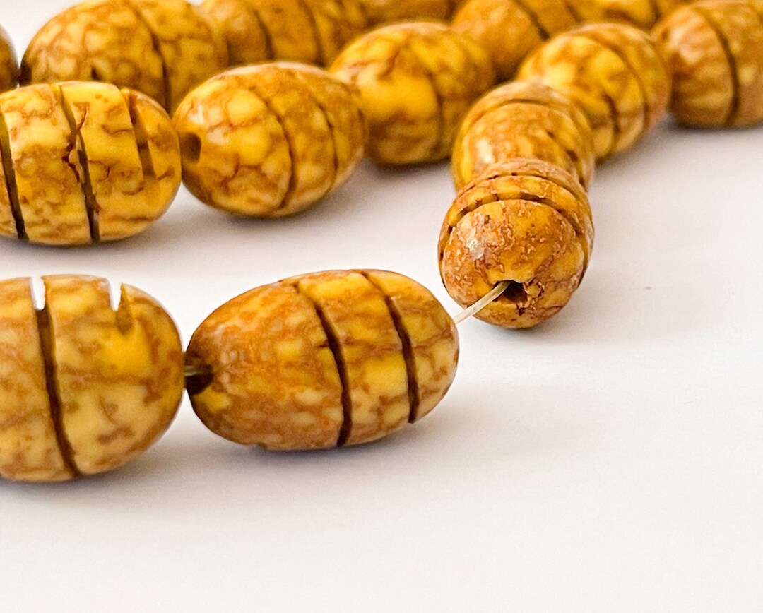Natural Betel Nut Beads Oval 16" Strand Mustard Yellow - Etsy