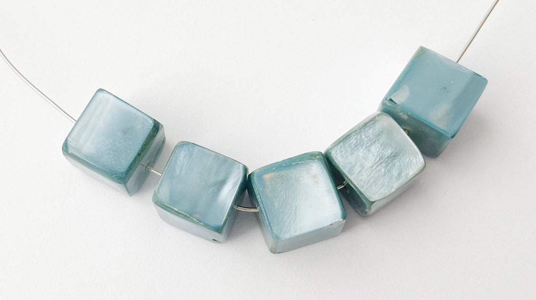 Vintage Inlaid Shell Cube Beads-5pc - Etsy