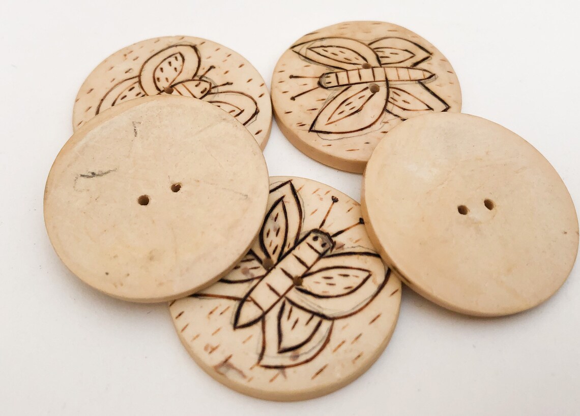 6 Hand Carved Buttons 1 1/4 Inch | Etsy