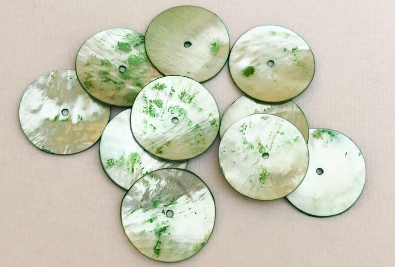 Large Shell Round Buttons Shell Disc Green 1 1/4 Inch-10pc - Etsy