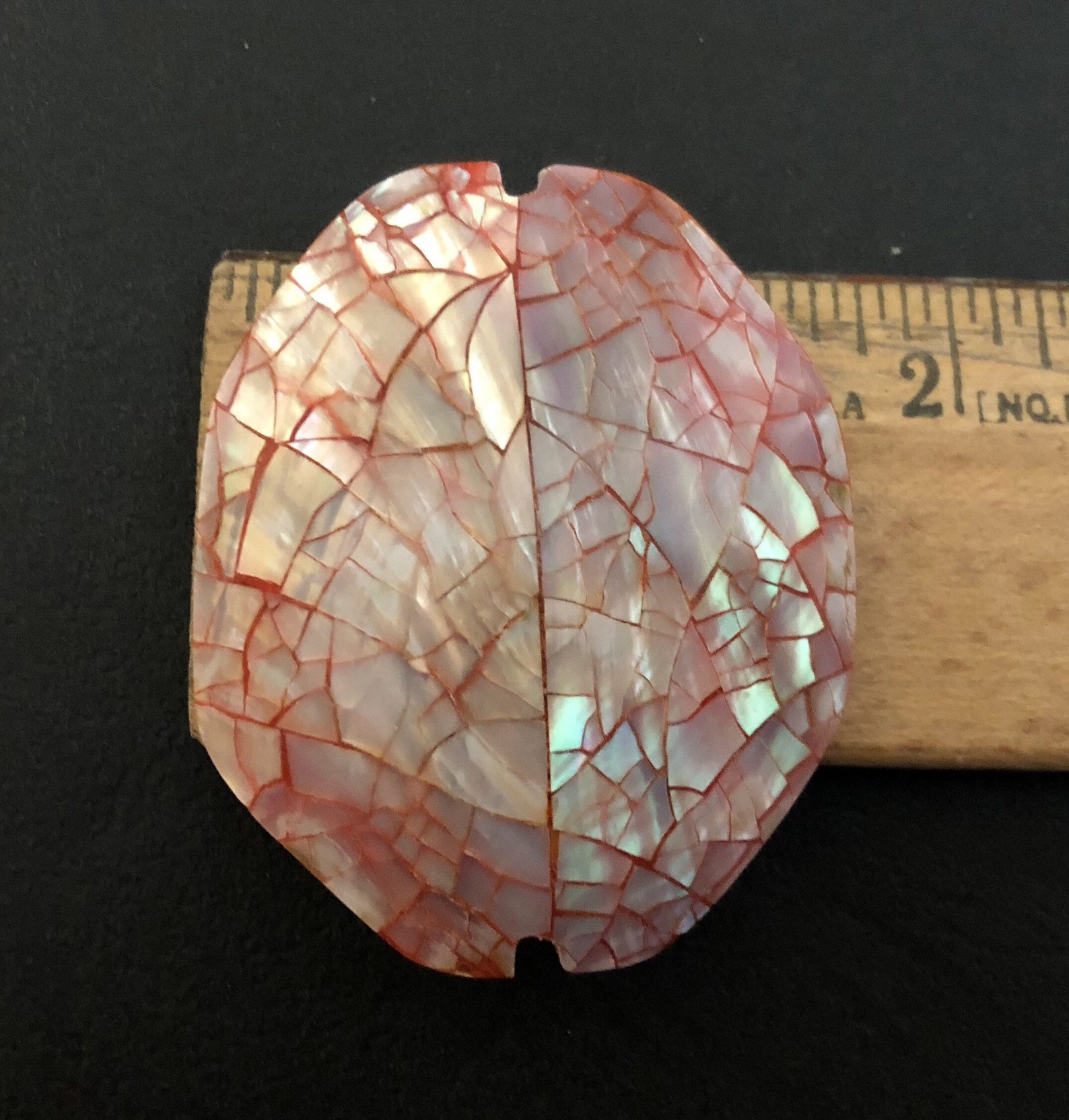 Abalone Focal Bead Large Shell Inlaid Bead Red - Etsy