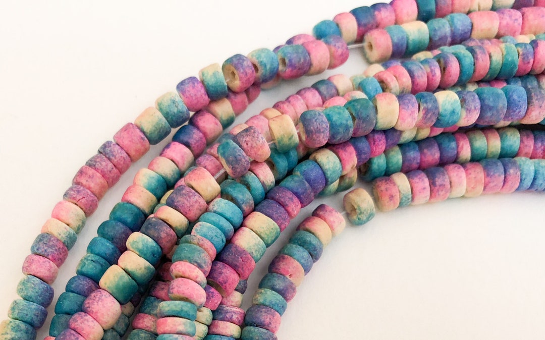 Tie Dye 4-5mm Coconut Beads, Natural Wood Beads, Coco Rondelle Pukalet ...
