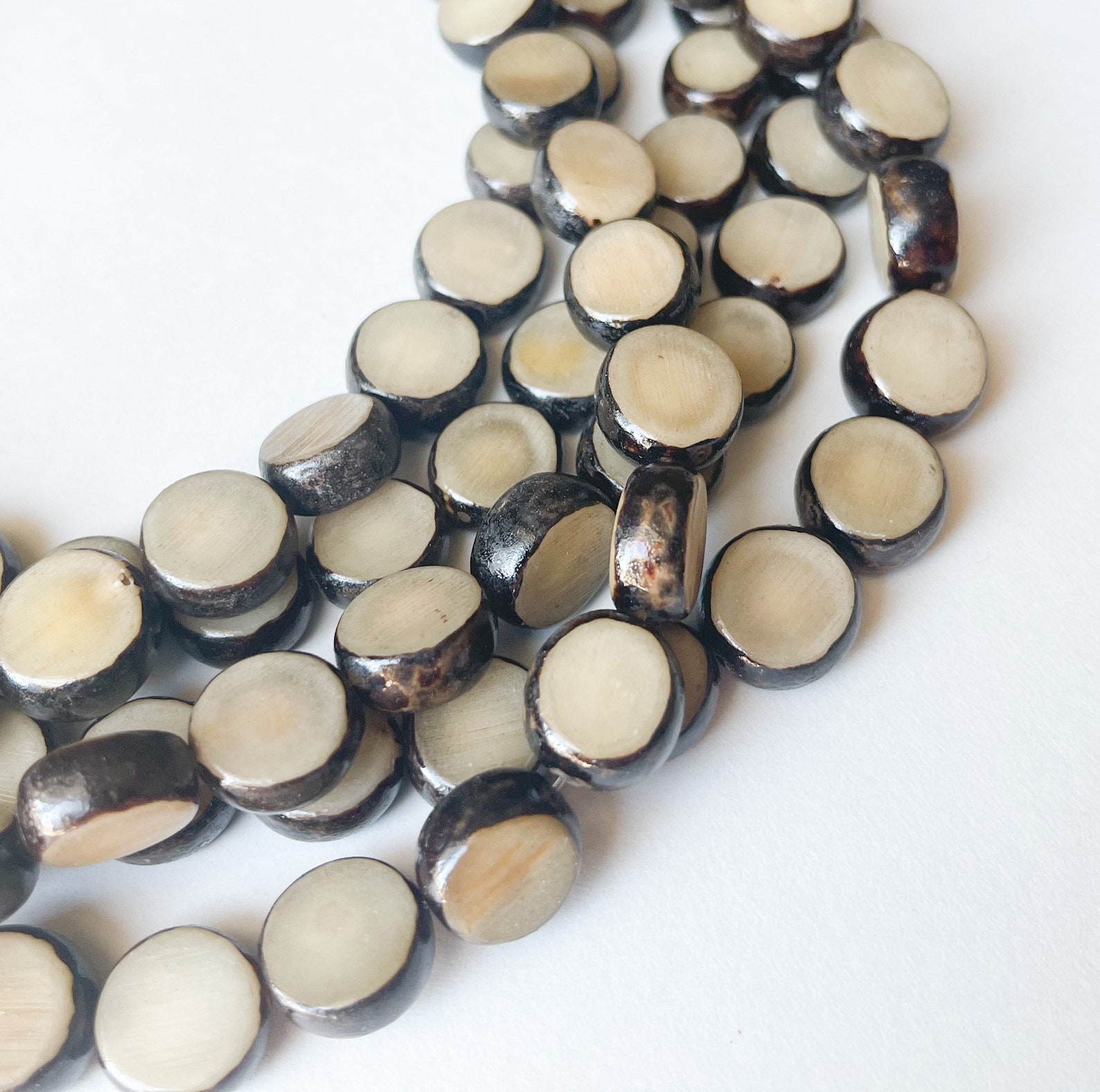 Nut Beads Buri Seeds Flat Round Coin Tan | Etsy