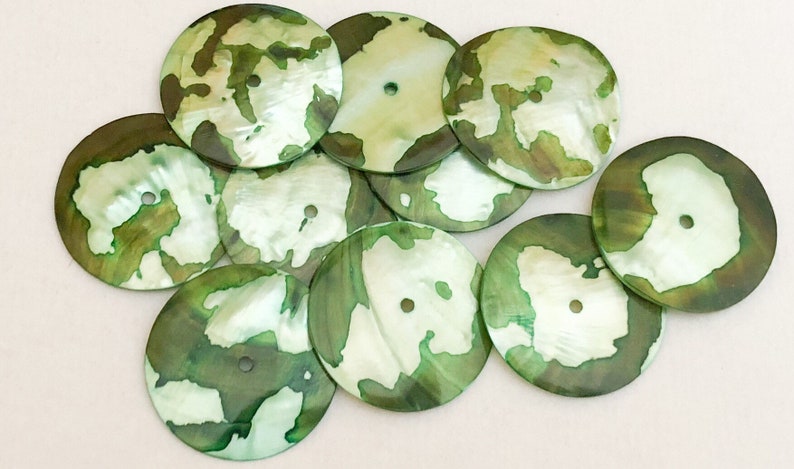 Large Shell Round Buttons Shell Disc Green 1 1/4 Inch-10pc - Etsy