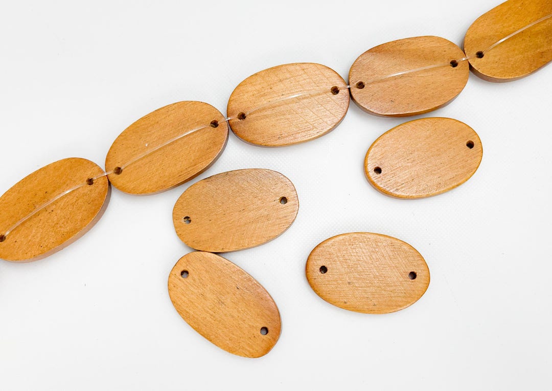Stained Wooden Disc Oval Connectors, Wood Connectors, Disc Oval Amber ...