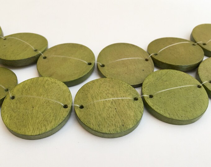 Wood Bead Connector, Wood Disc 30mm Olive-10pc. - Etsy