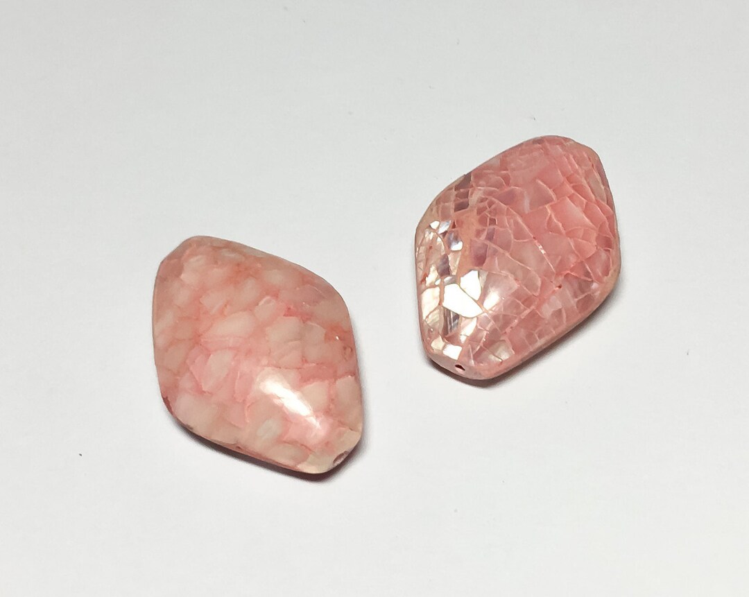 Shell Inlaid Beads, Shell Focal Bead, Shell Crackled Beads-2pc - Etsy