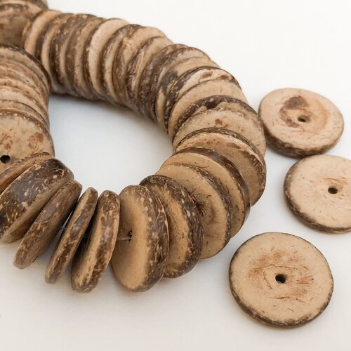 Natural Wood Disc Coconut Shell 15mm Flat Disc Coco Rondelle - Etsy