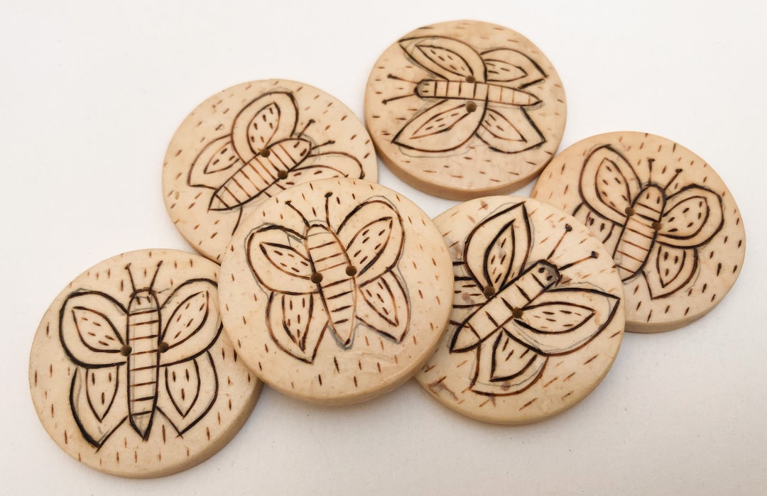 6 Hand Carved Buttons 1 1/4 Inch - Etsy
