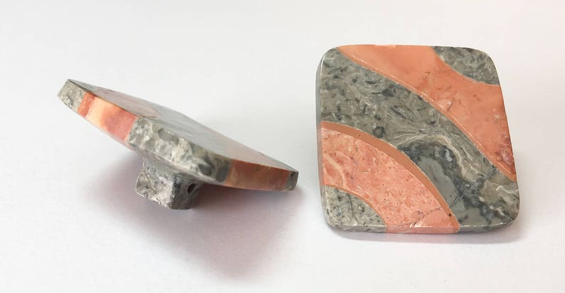 Inlaid Stone Buttons 31mm Square-set of Two - Etsy