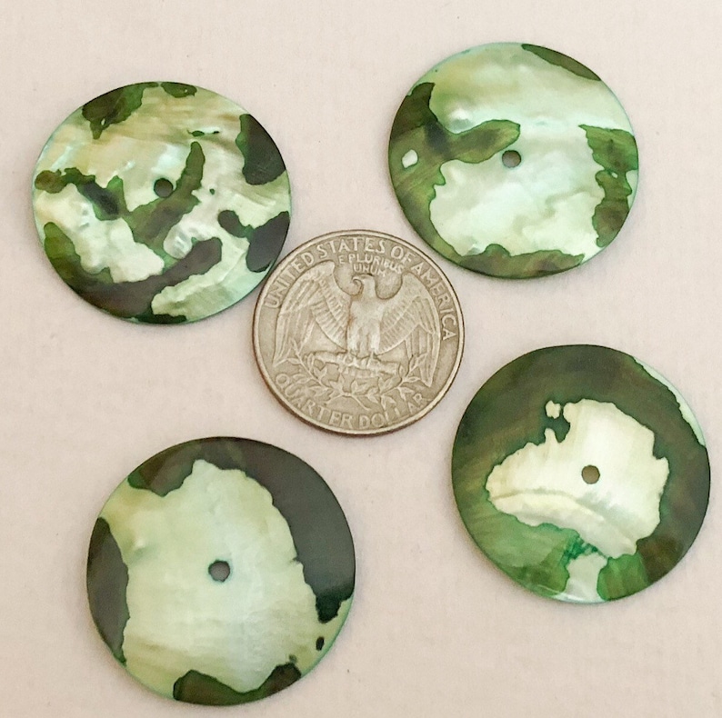 Large Shell Round Buttons Shell Disc Green 1 1/4 Inch-10pc - Etsy