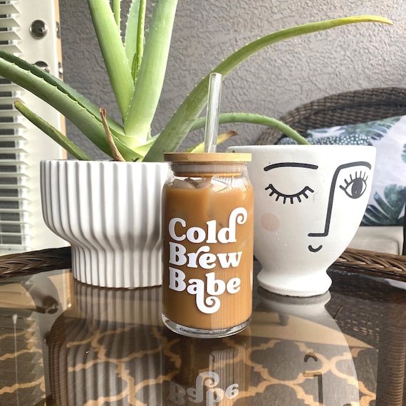 Cold Brew Babe Tumbler Iced Coffee Glass Cup Handmade | Etsy