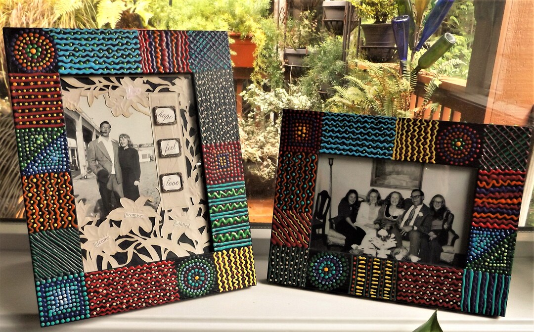 Hand Painted Picture Frames ~ Set of Two for Table Top or Wall Display ...