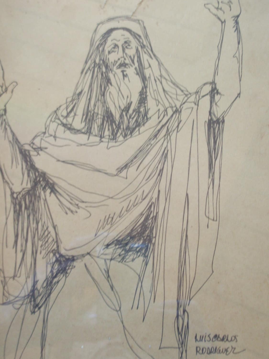 Original Luis Carlos Rodriquez Pen and Ink Drawing - Matted and Framed ...