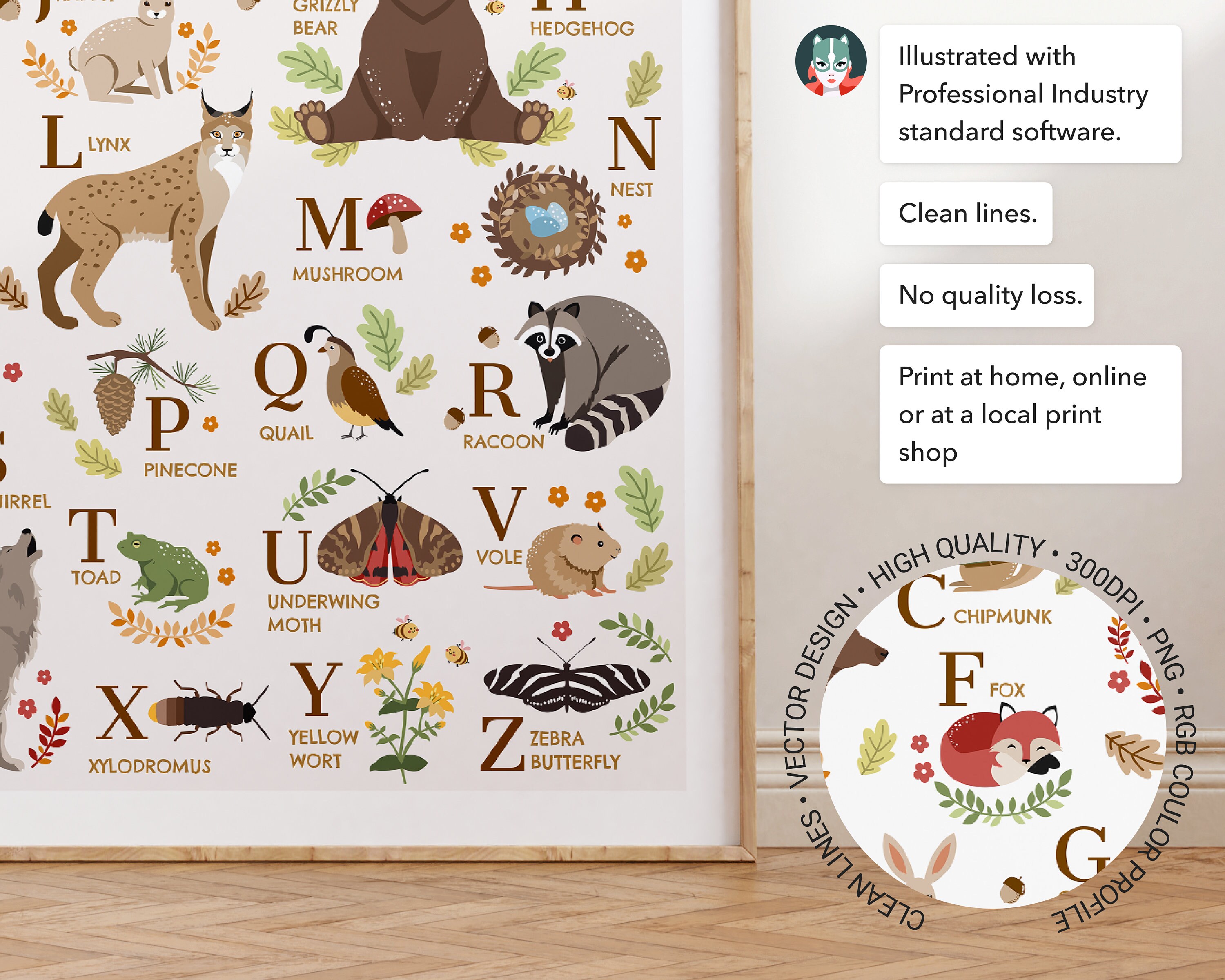 Woodland Animal Alphabet Alphabet Poster for Toddlers Kids - Etsy