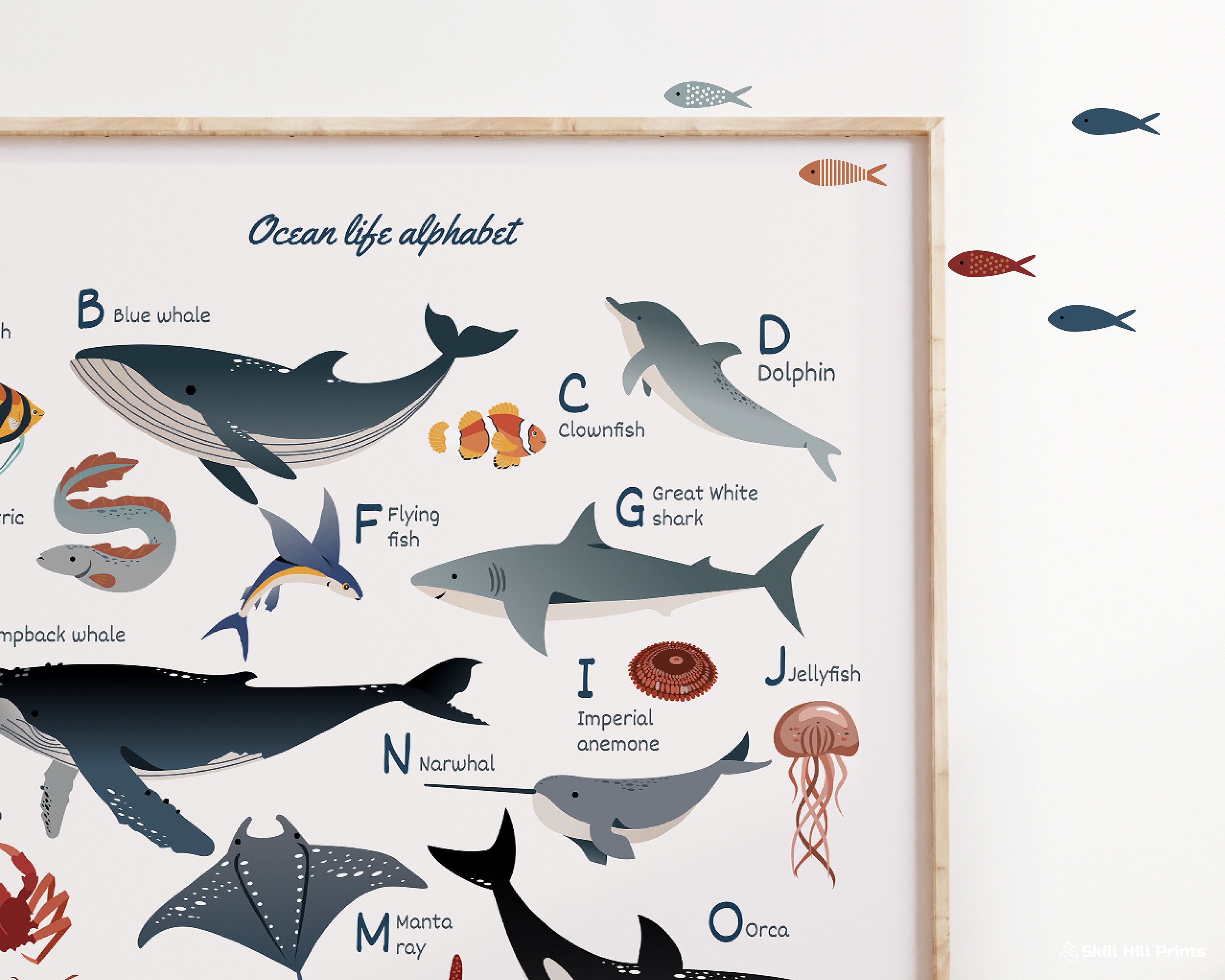 TODDLER ALPHABET, Alphabet Print, Ocean Life Alphabet Poster, Under the ...