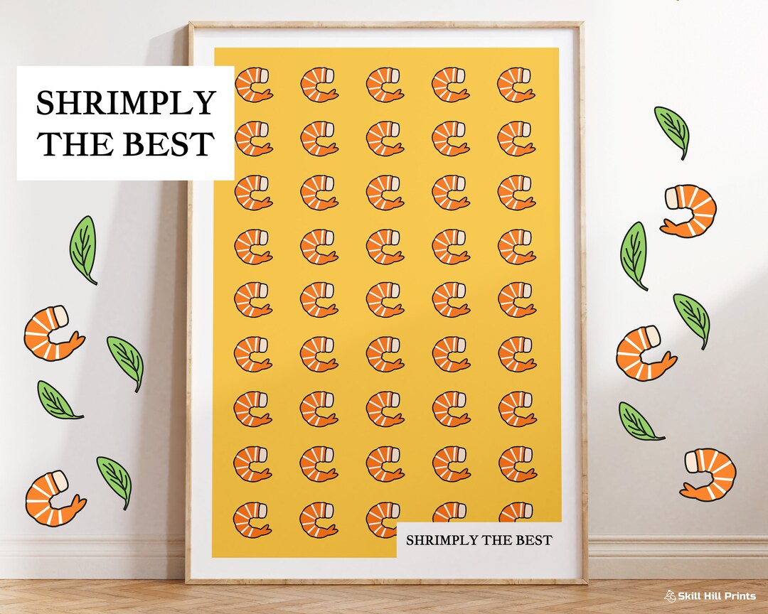 SHRIMP POSTER, Shrimp Pun Wall Poster, Kitchen Decoration Print ...
