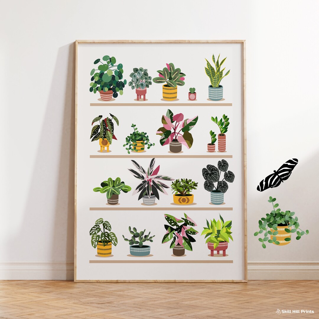PLANT SHELF POSTER, Modern Botanical Wall Art, Plant Shelf Poster, Cute ...