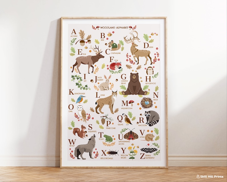 Woodland Animal Alphabet Alphabet Poster for Toddlers Kids - Etsy