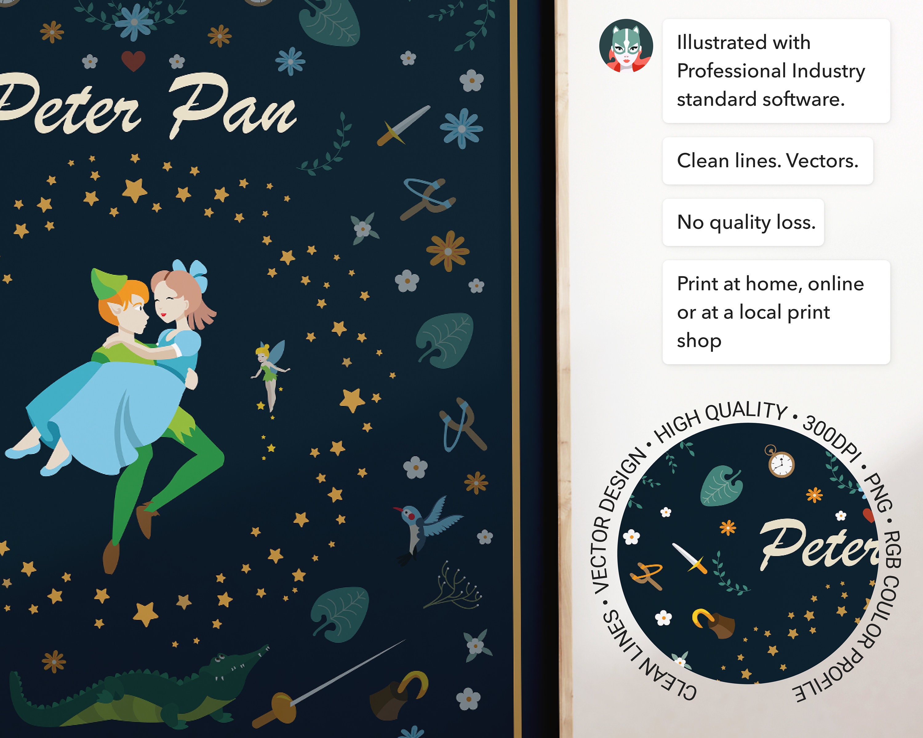 PETER PAN Printable Poster, Peter Pan Digital Download, Peter Pan Room ...