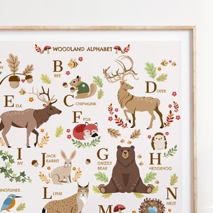 Woodland Animal Alphabet, Alphabet Poster for Toddlers, Kids Alphabet ...