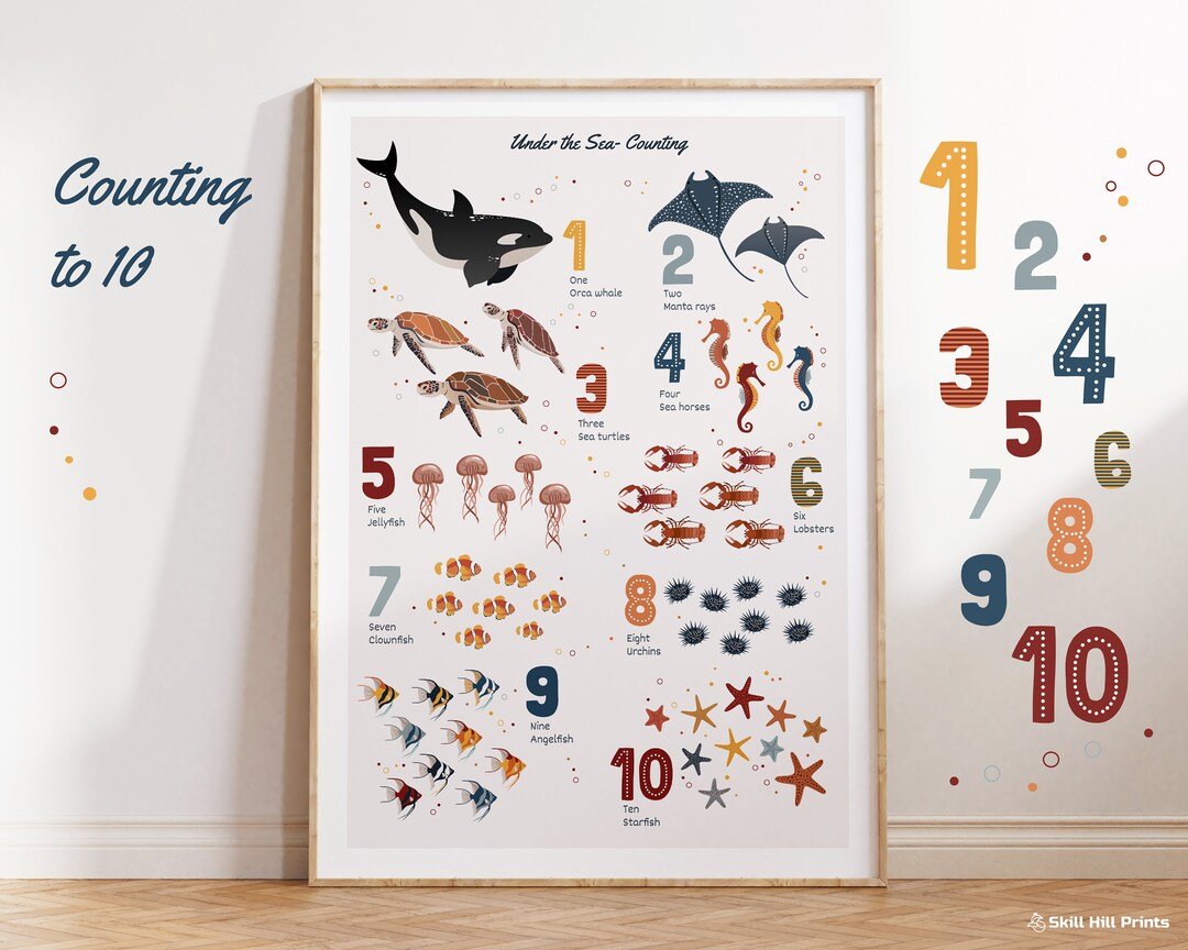 Counting to Ten Poster Counting Ocean Animals Counting to - Etsy