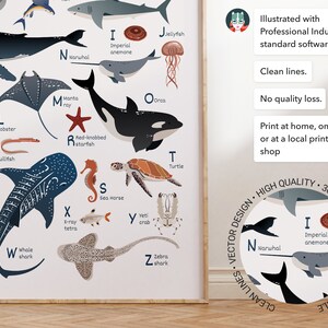 TODDLER ALPHABET, Alphabet Print, Ocean Life Alphabet Poster, Under the ...