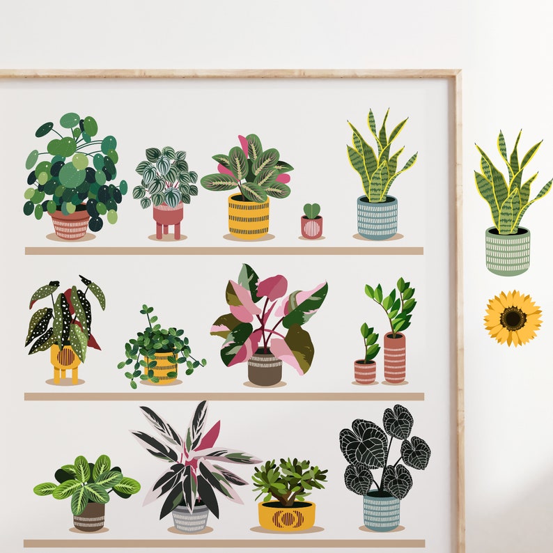 PLANT SHELF POSTER, Modern Botanical Wall Art, Plant Shelf Poster, Cute ...