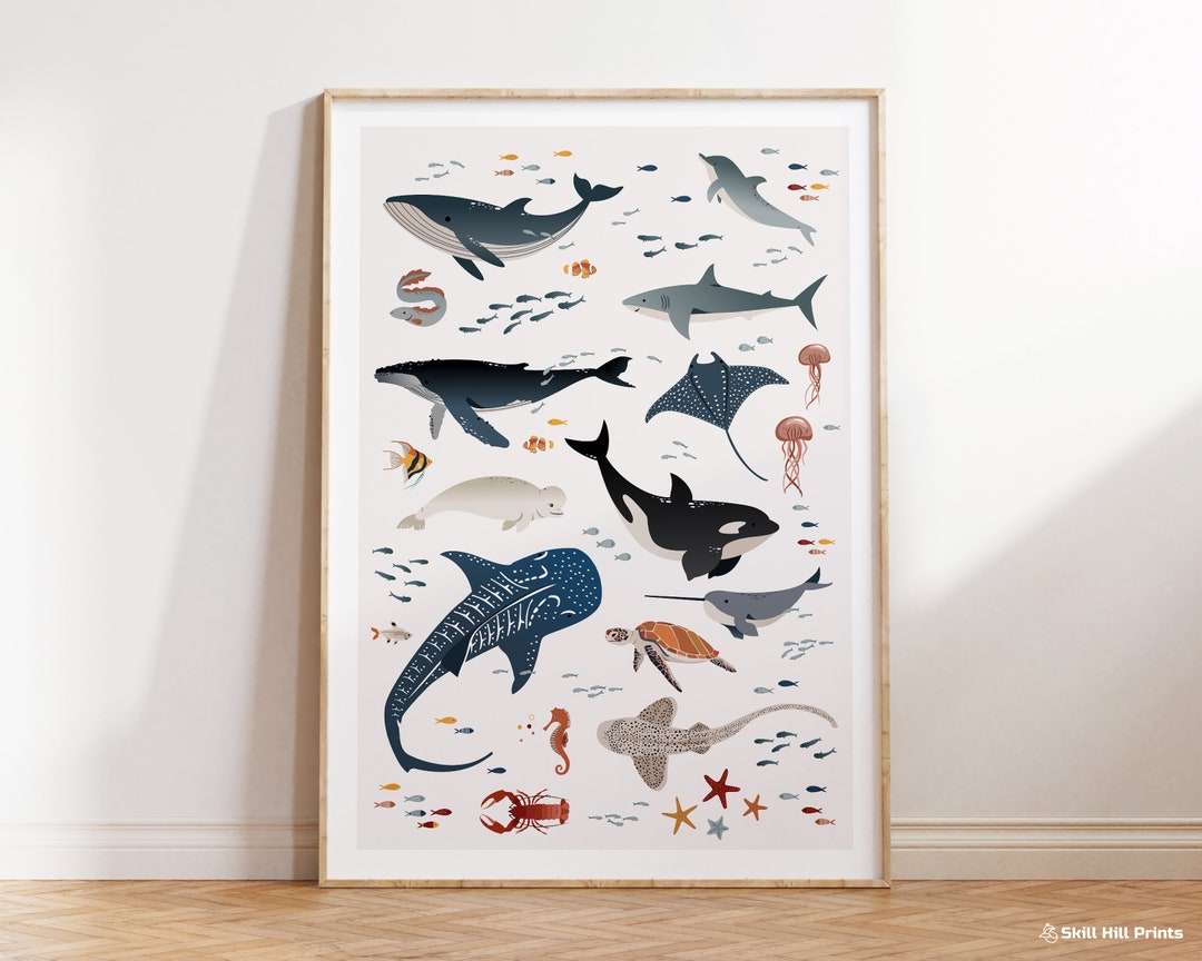 Ocean Life Poster Under the Sea Nursery Decor Ocean Theme Decor Gender ...