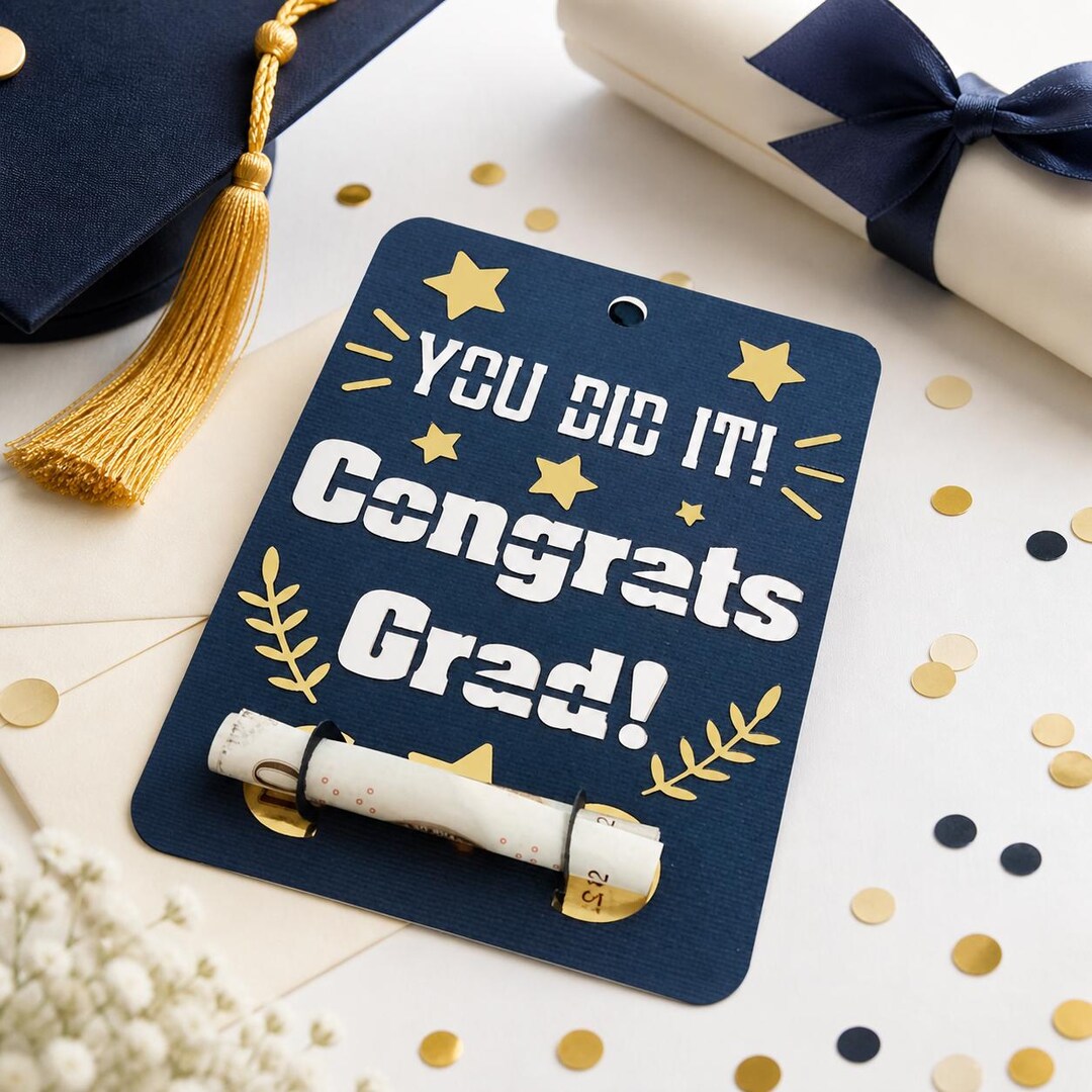 Graduation Money Holder, Cash Gift Card, You Did It Congrats Grad, Navy ...