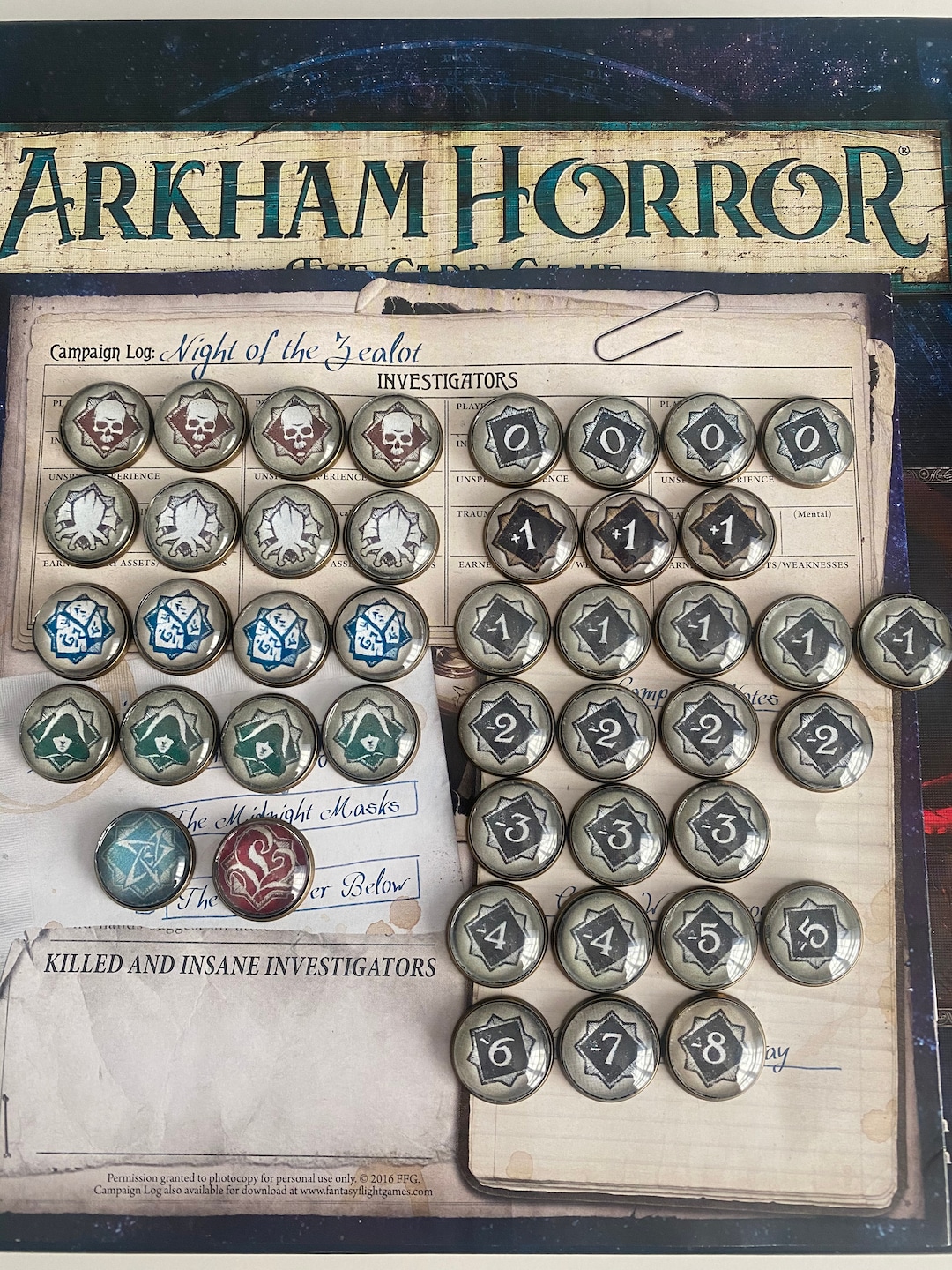 Call of Cthulhu Arkham Horror Tokens! Full Set! Arkham Horror Card Game ...