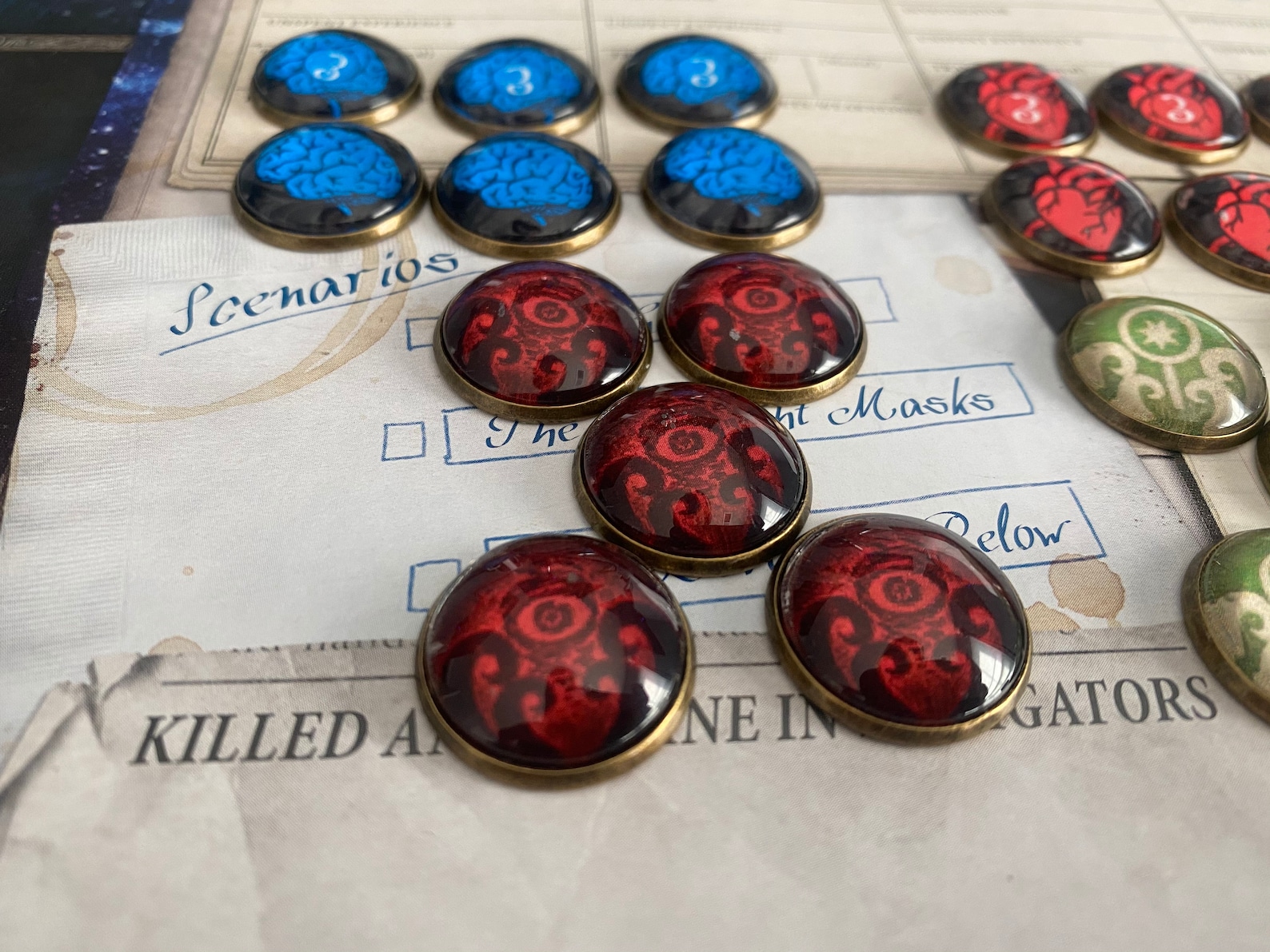 Arkham Horror Tokens. Damage, Sanity, Clue, and Doom Tokens. Cthulhu ...