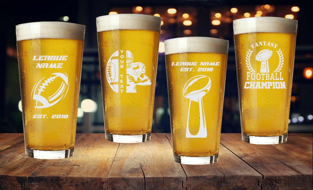 Fantasy Football Glass - Etched Pint Glass for Super Bowl Party Gifts ...
