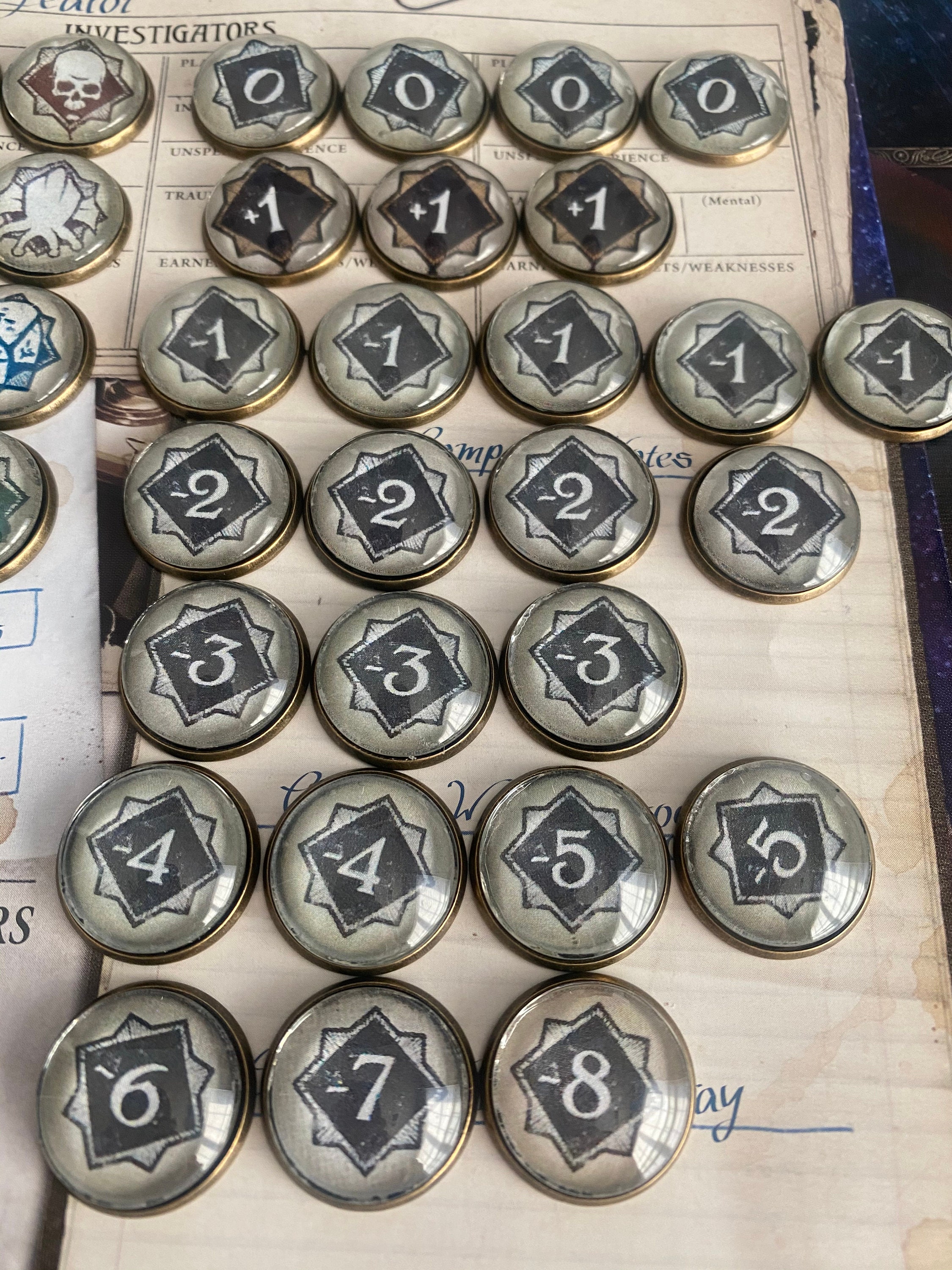 Call of Cthulhu Arkham Horror Tokens! Full Set! Arkham Horror Card Game ...