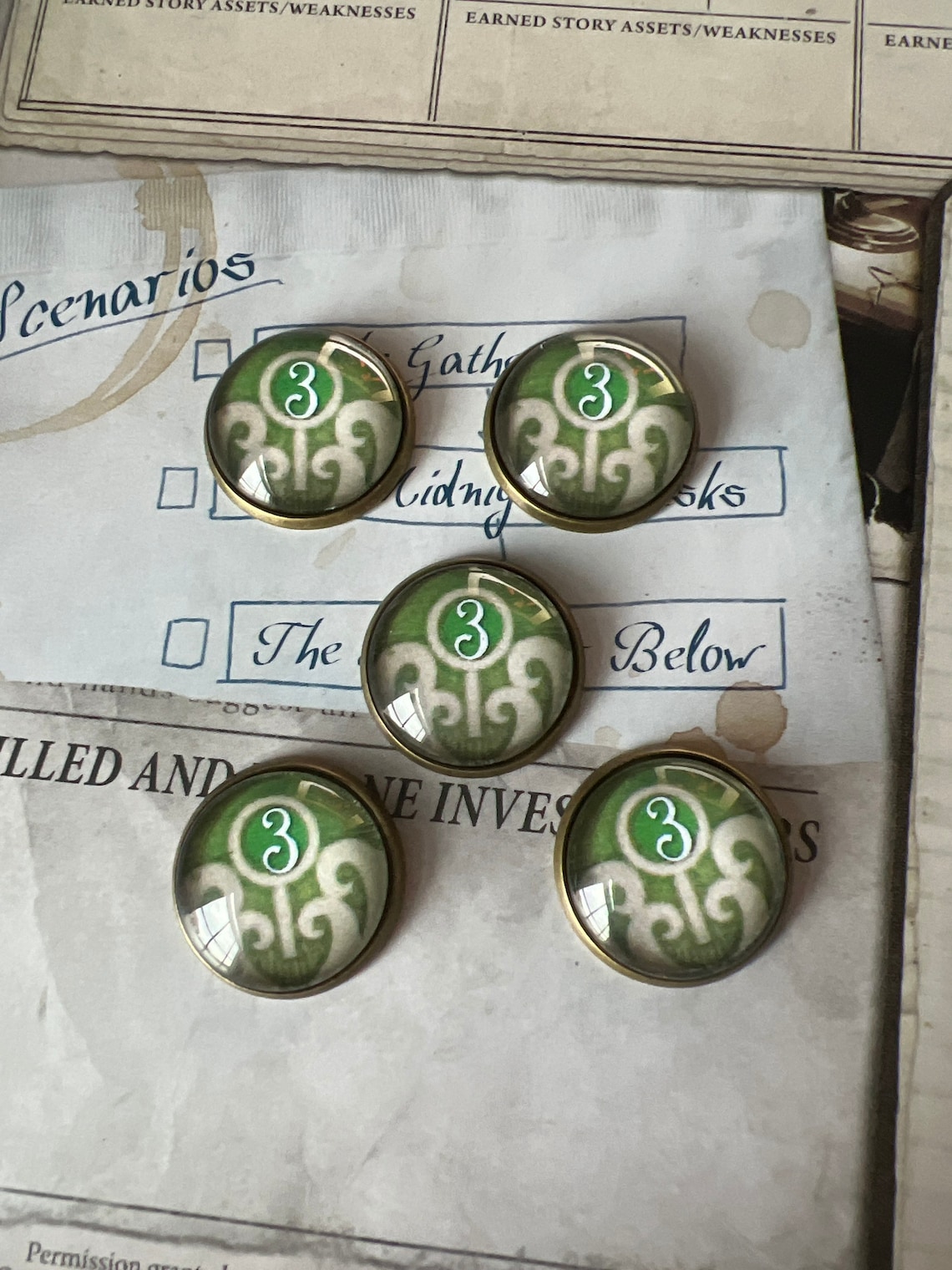 Arkham Horror Tokens. Damage, Sanity, Clue, and Doom Tokens. Cthulhu ...