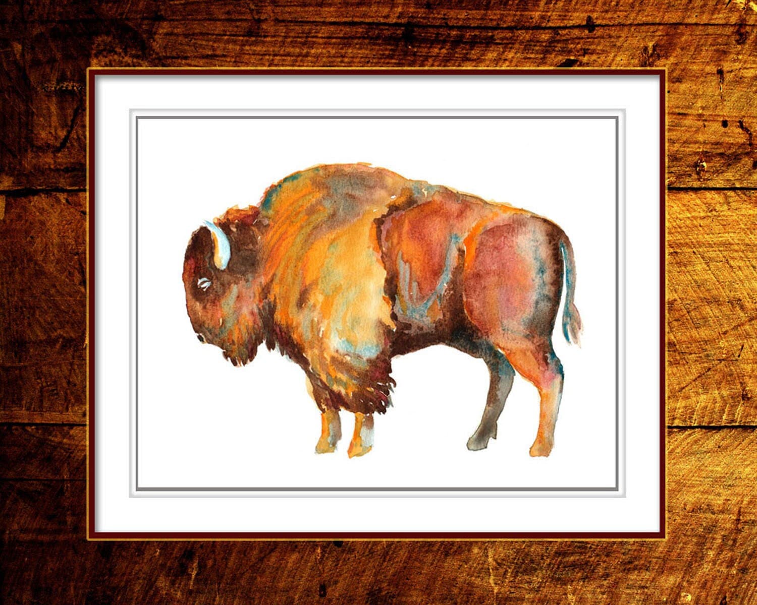 Buffalo Art, Bison Print, Native American Art, Buffalo Print, Indian ...