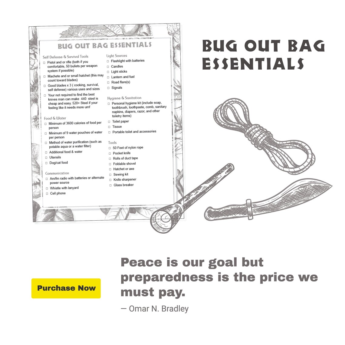 Bug Out Bag Essentials | Emergency Preparedness | Printable - Etsy