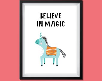 Believe in Yourself Magical Unicorn Wall Art - Etsy