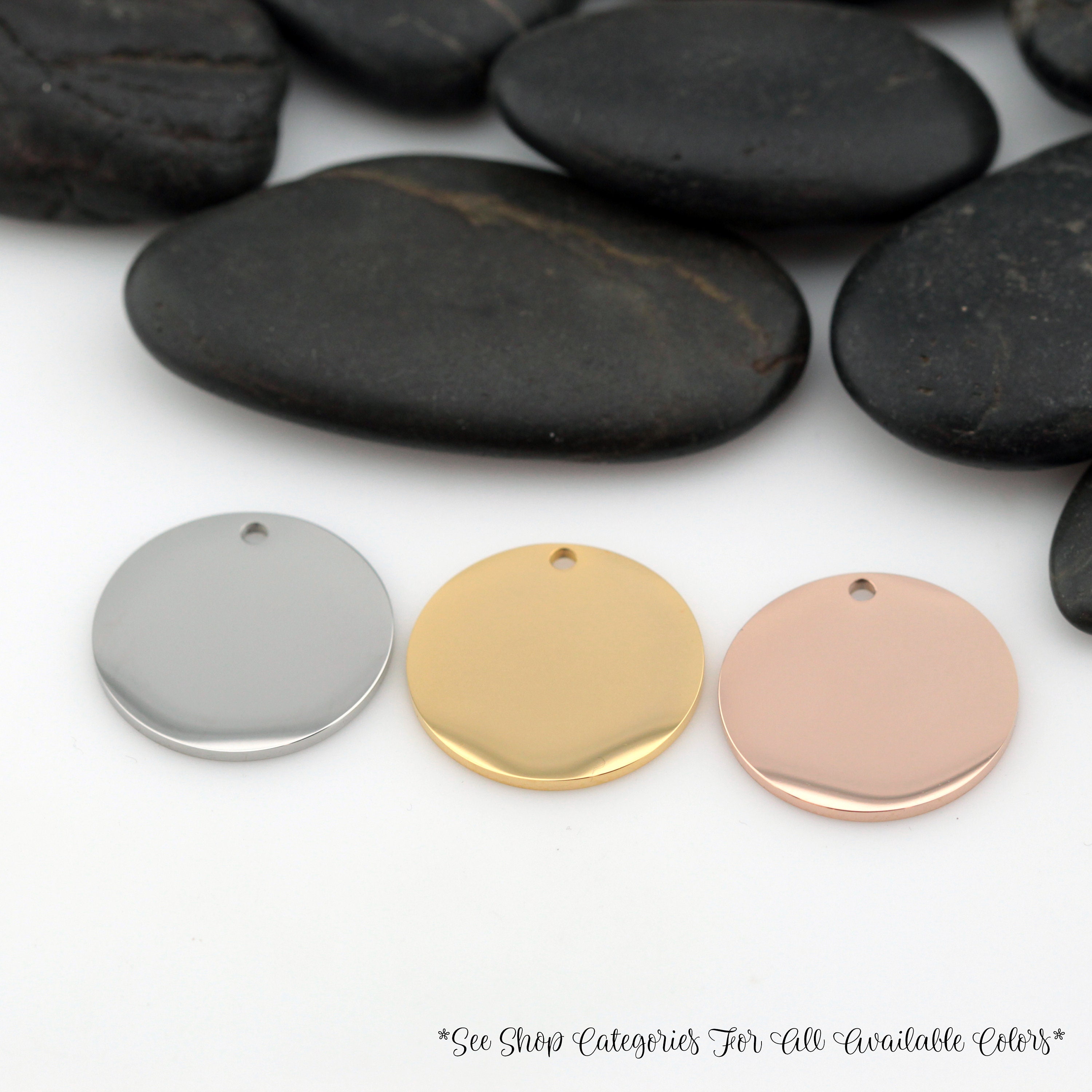 GOLD - Circle Disc - 7/8 (0.875) | Engravable Charm | Hand Stamping ...