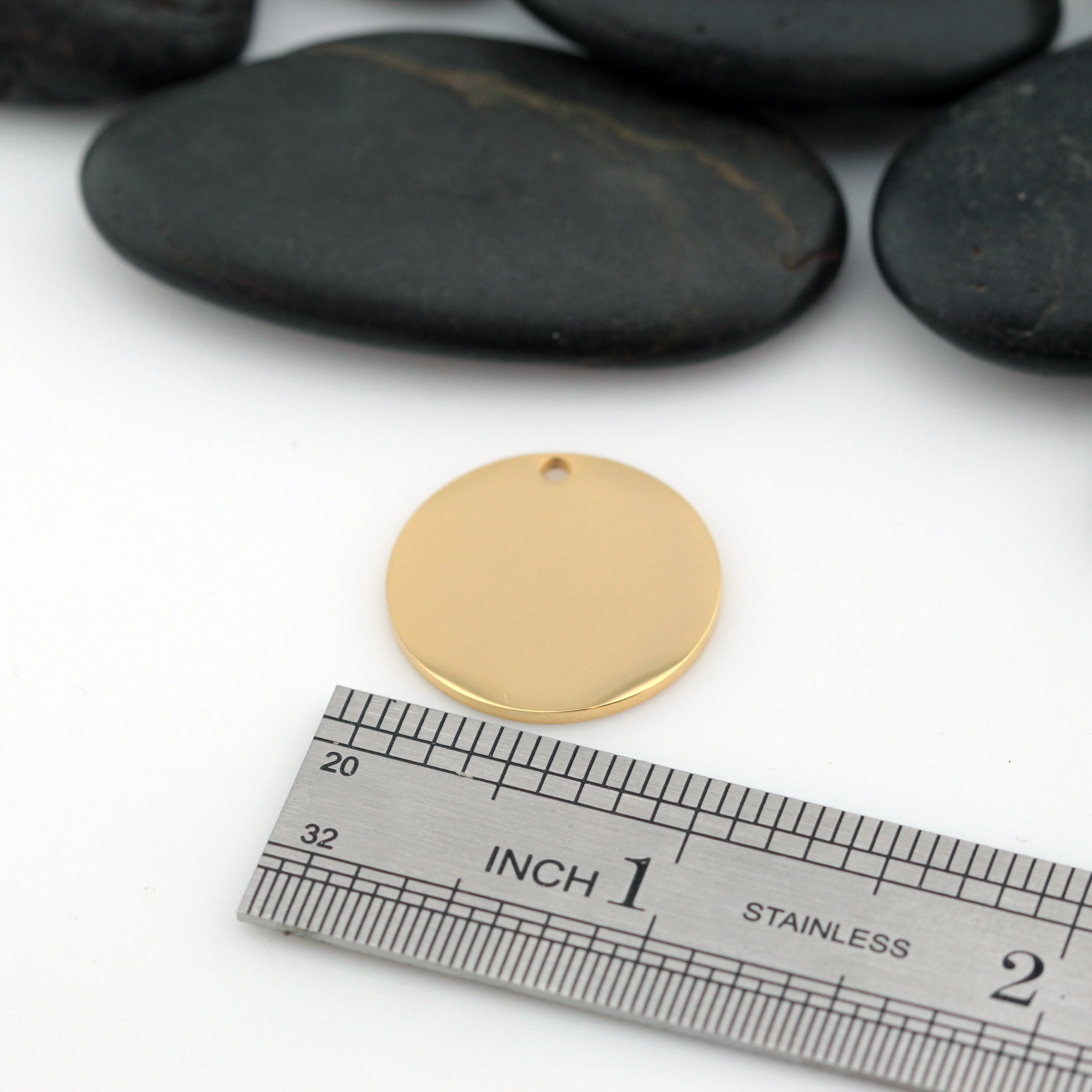 GOLD - Circle Disc - 7/8 (0.875) | Engravable Charm | Hand Stamping ...