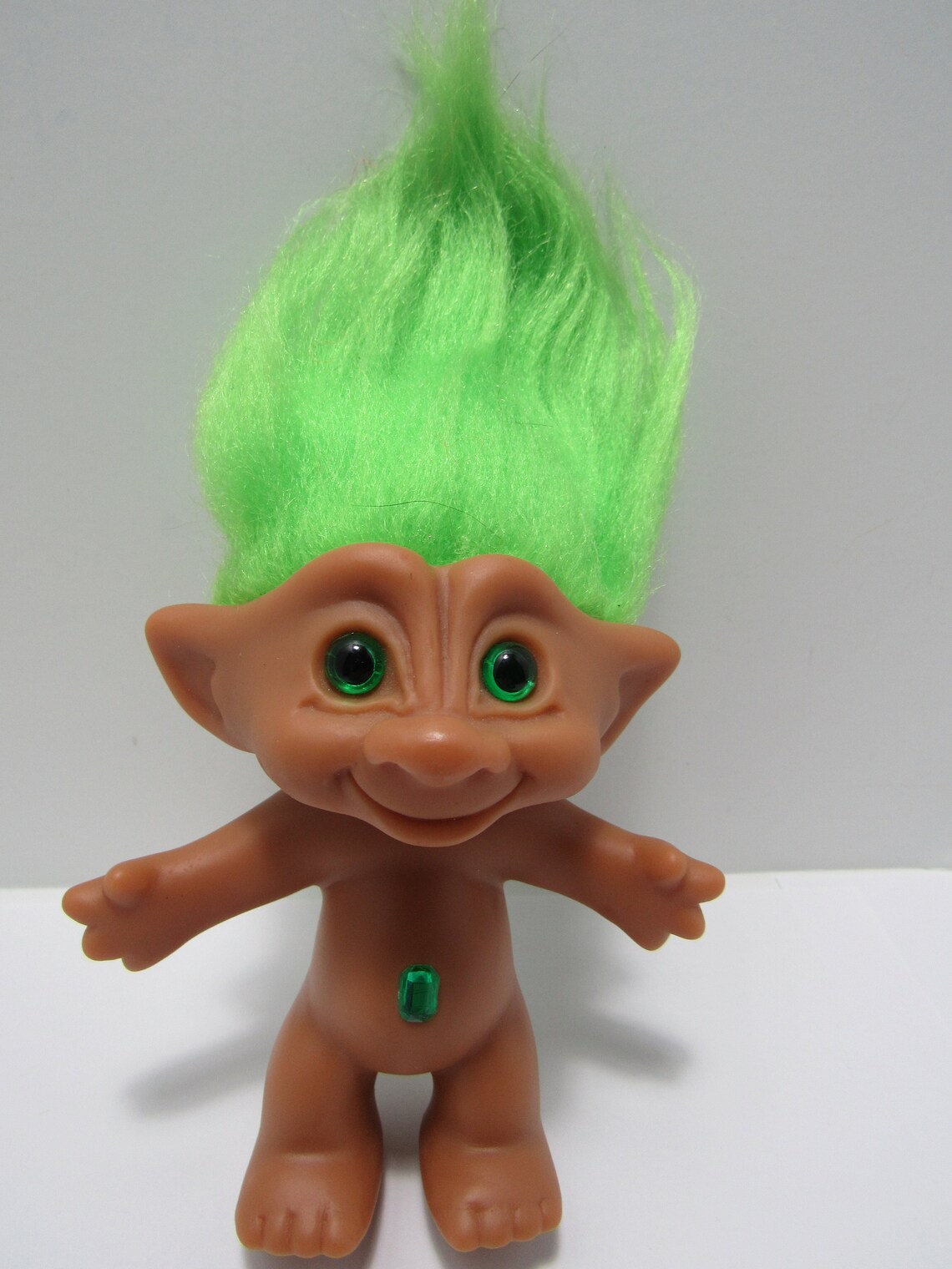6 inch Treasure Troll Green Hair Gem Vintage Doll Ace Novelty | Etsy