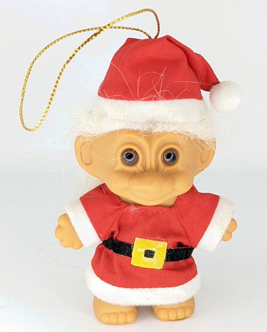 Santa Troll Doll White Hair Christmas Ornament Holiday Gift Vintage 3 ...