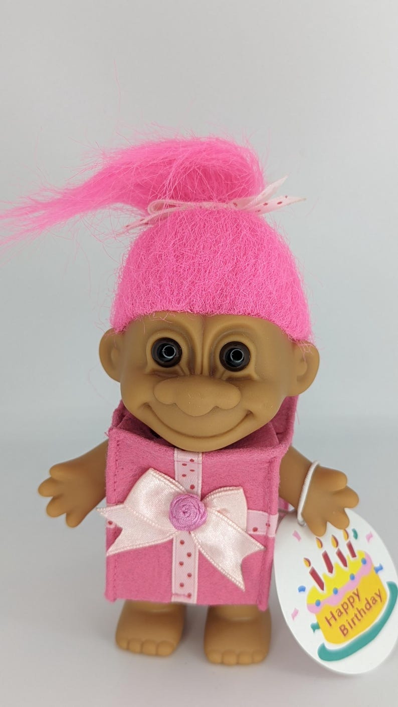 Bingo Vintage Troll Doll Happy Birthday Gift Pink Hair 5 Inch - Etsy