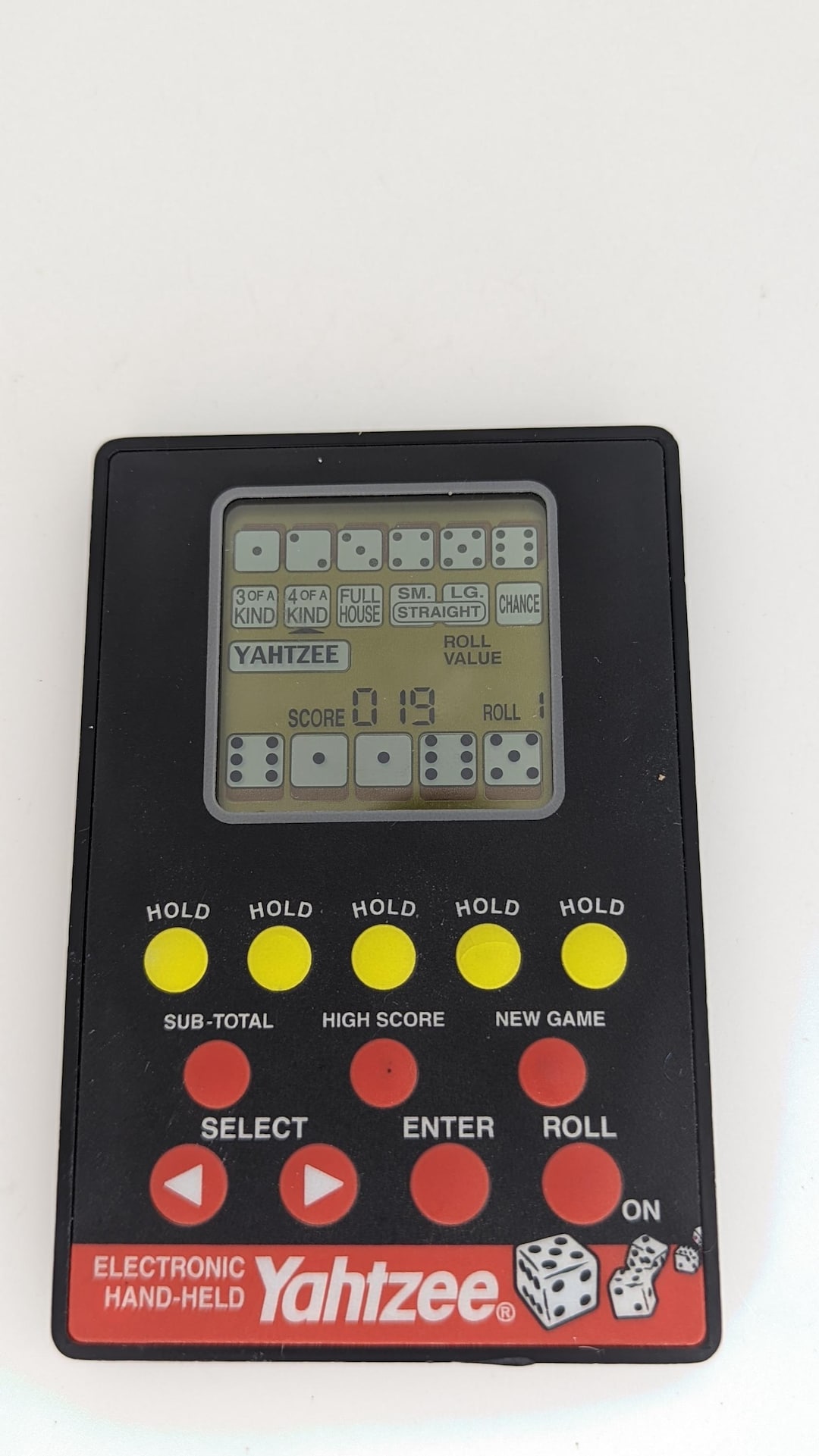 Yahtzee Handheld Game Credit Card Size Electronic Battery Operated Gold ...