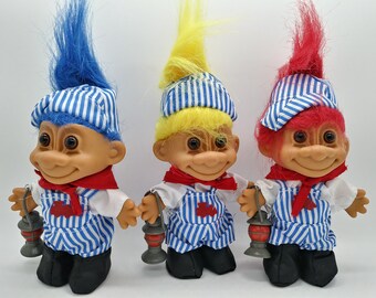 Vintage Engineer Troll Doll Train Conductor Hair Russ Berrie 5 - Etsy