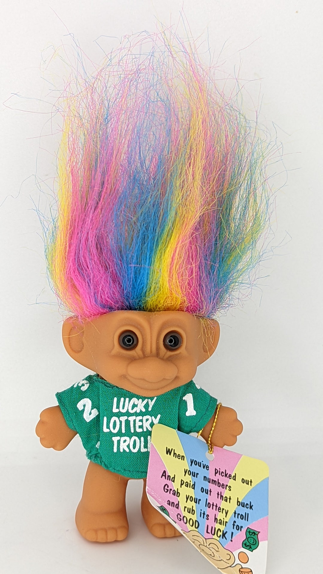Troll Doll Good Luck Bingo Vintage Retro Russ Rare 3 Inch Rainbow Hair ...