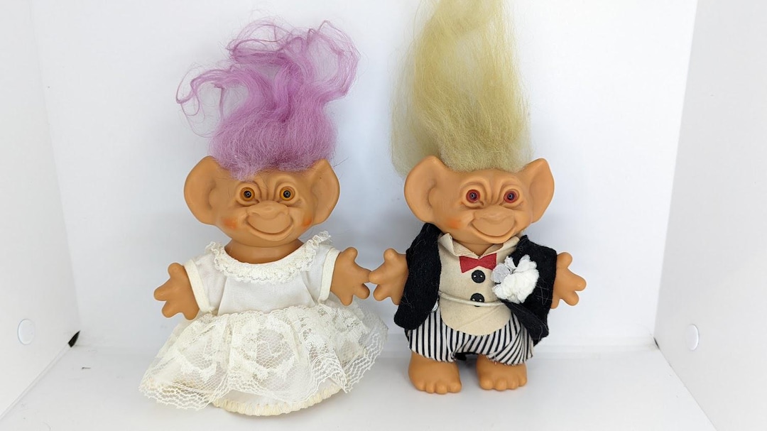 Vintage Uneeda Wishnik Troll Doll Lot Bride and Groom 1960s 8 Inch - Etsy